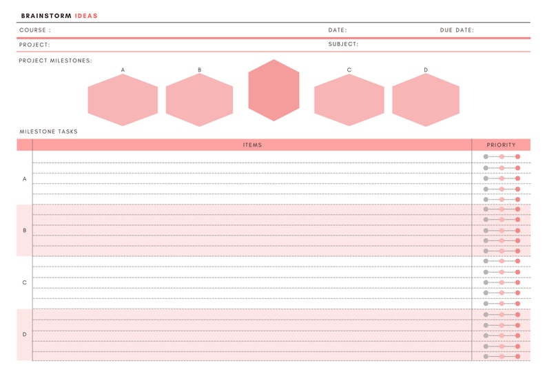 Brainstorm Template, Milestone Task, Checklist, Idea Template, Task ...