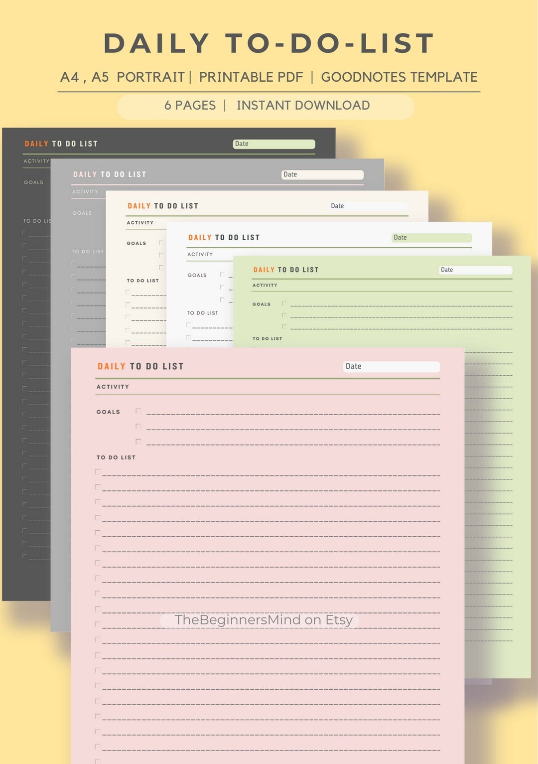 Daily to Do List, to Do List Set, Organised to Do List, Activity List ...