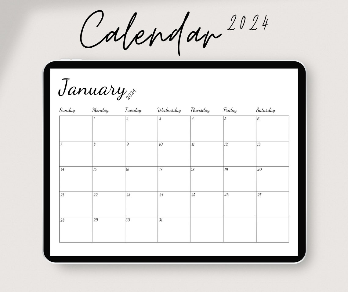 Printable Calendar 2024 Monthly Calendar 2024 Minimalist Simple ...