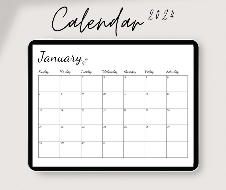 Printable Calendar 2024 Monthly Calendar 2024 Minimalist Simple ...