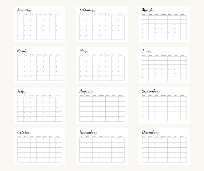 Printable Calendar 2024 Monthly Calendar 2024 Minimalist Simple ...