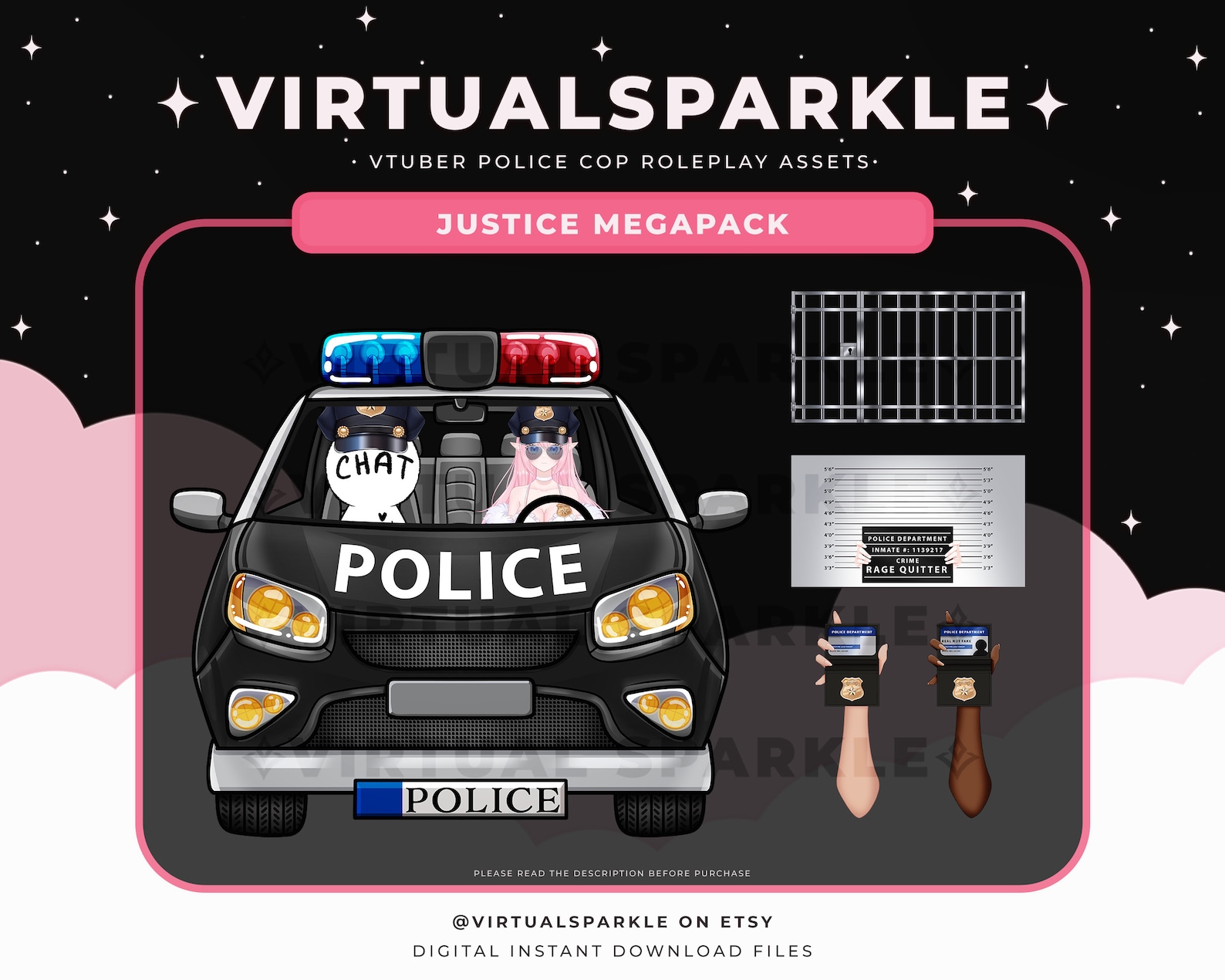 Vtuber Police Roleplay PNG Megapack: Streaming Assets (digital Graphics ...