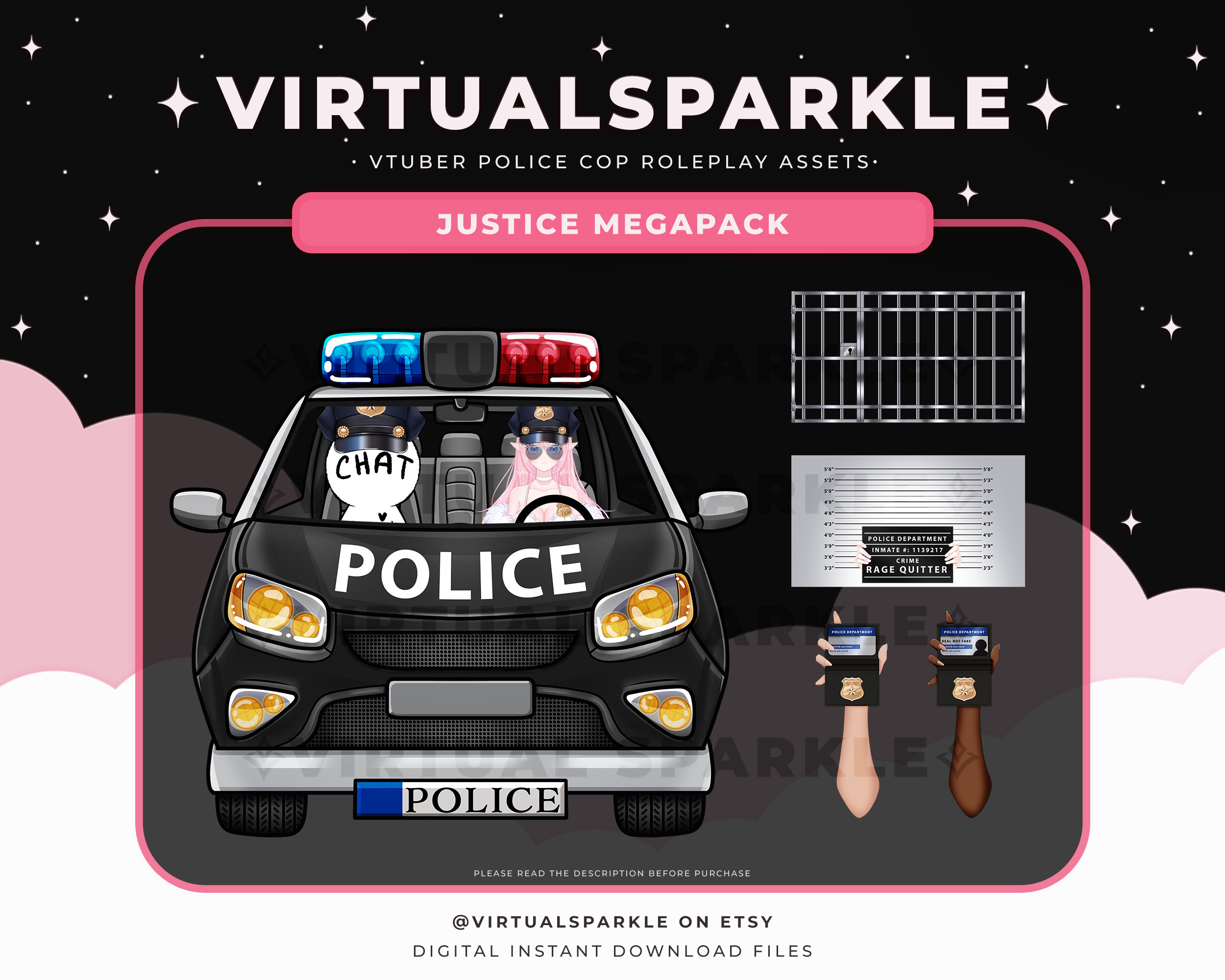 Vtuber Police Roleplay PNG Megapack: Streaming Assets (digital Graphics ...