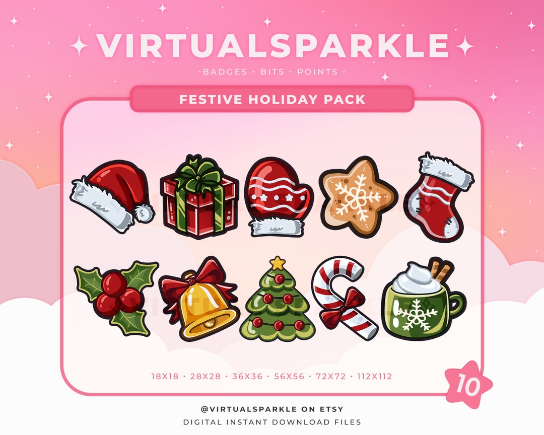 Festive Holiday Twitch Sub Badges | Gift Bits | Christmas Channel ...