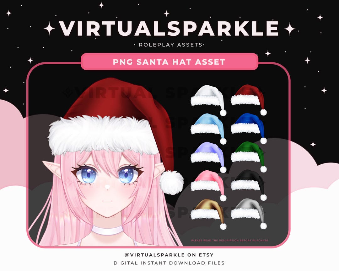 Vtuber Santa Hat Asset PNG | Roleplay Assets | Pngtuber Christmas Hat ...