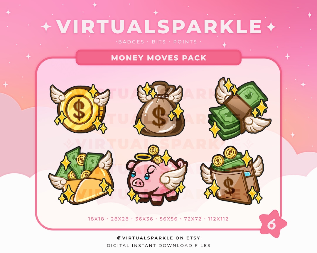 Money Moves Twitch Badges | Money Sub Badges | Coin Bits | Piggy Bank ...
