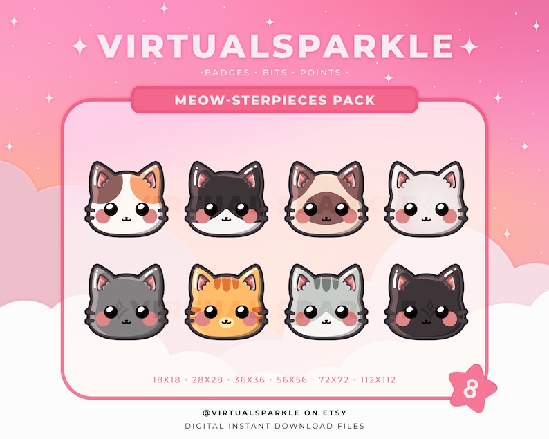 Meow-sterpieces Cat Twitch Sub Badges | Feline Bits | Cat Channel ...