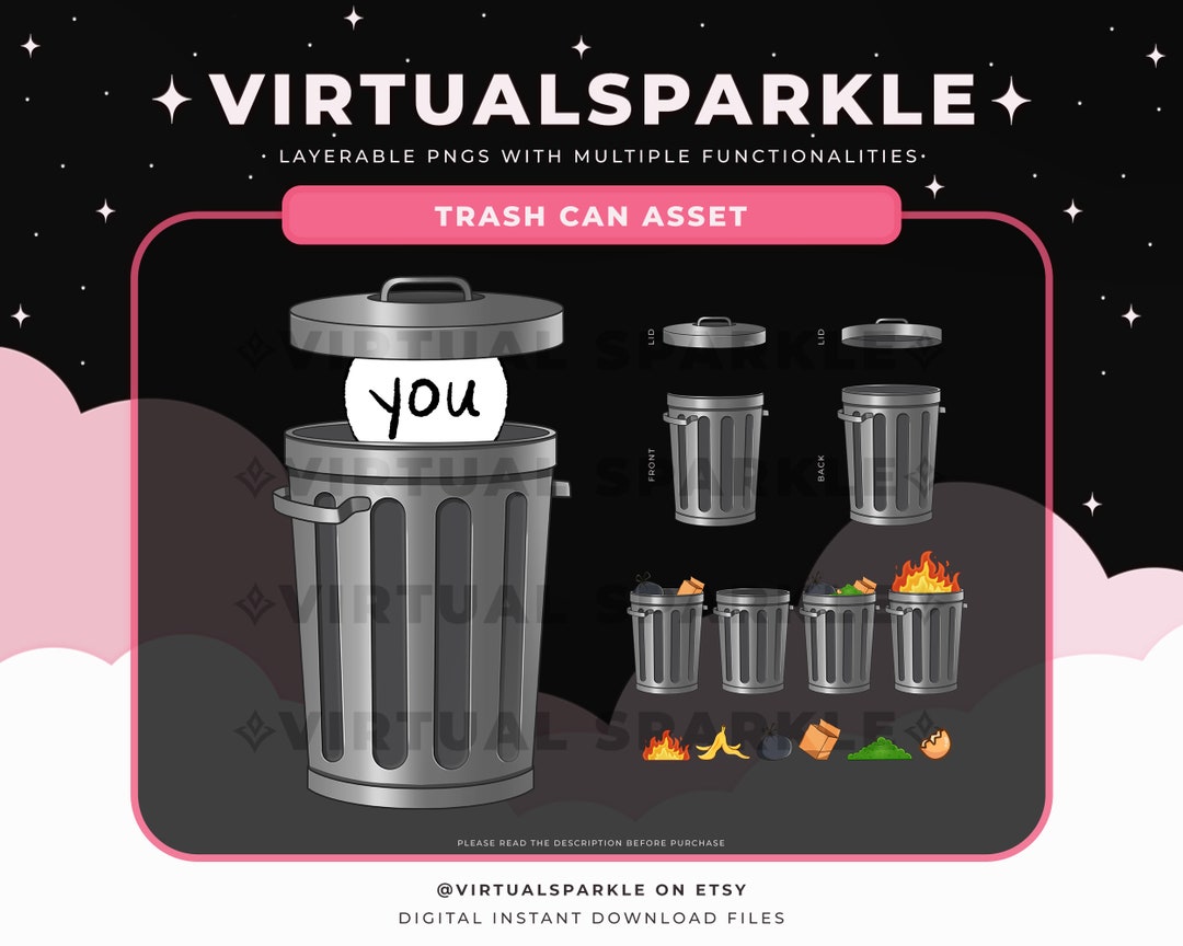 Vtuber Streamer Trash Can Asset PNG: Chibi Props (digital Download) - Etsy