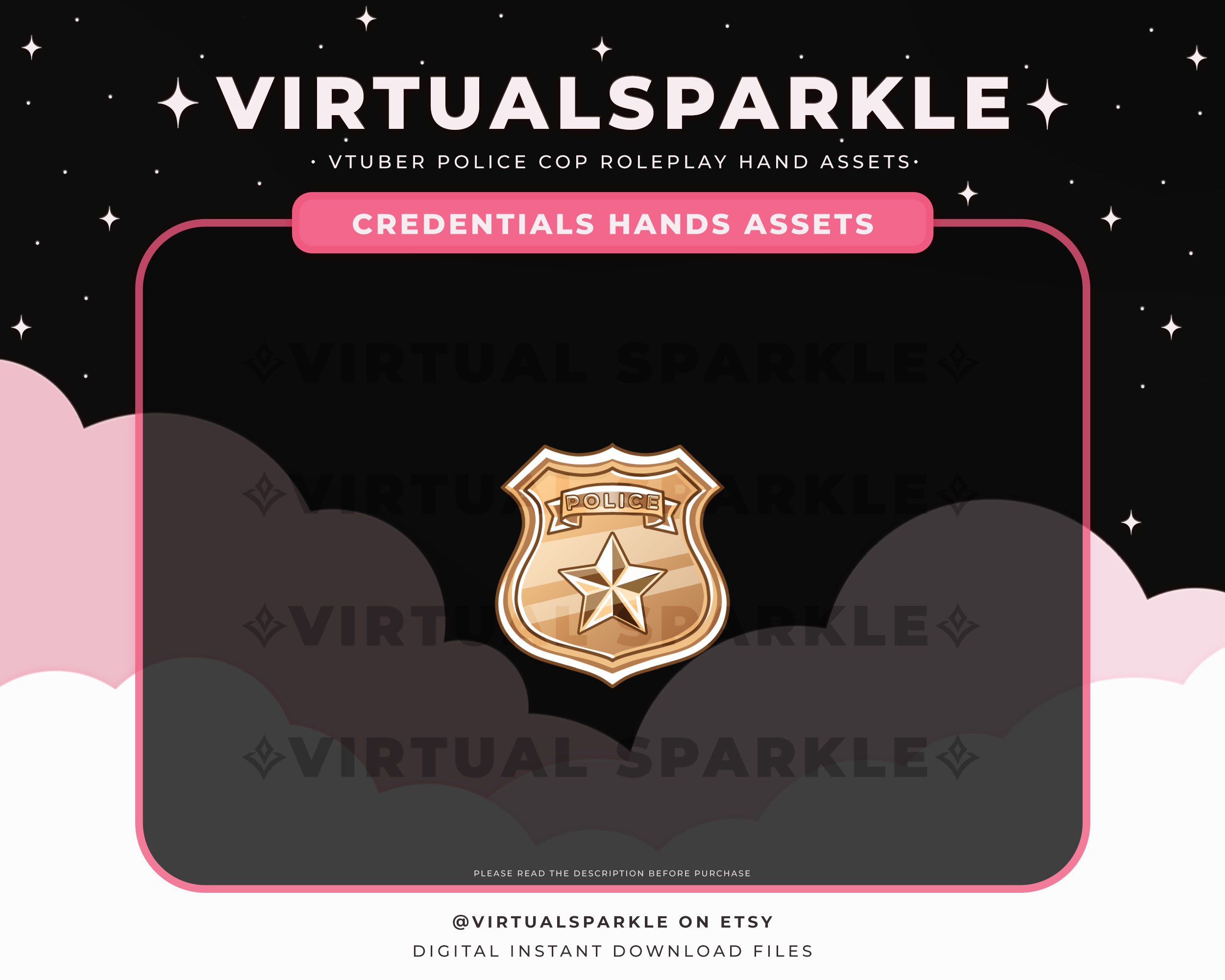 Vtuber Police Cop Credentials Unrigged Hand Asset PNG | Roleplay Assets | Pngtuber Police Badge ...