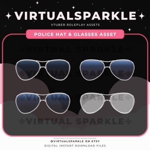 Vtuber Police Hat & Glasses Asset: Streaming Props (PNG Digital ...