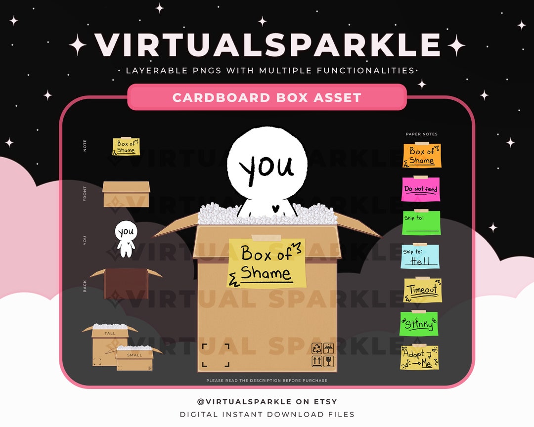 Vtuber Streamer Cardboard Box Asset PNG | Chibi Vtuber | Pngtuber Box ...