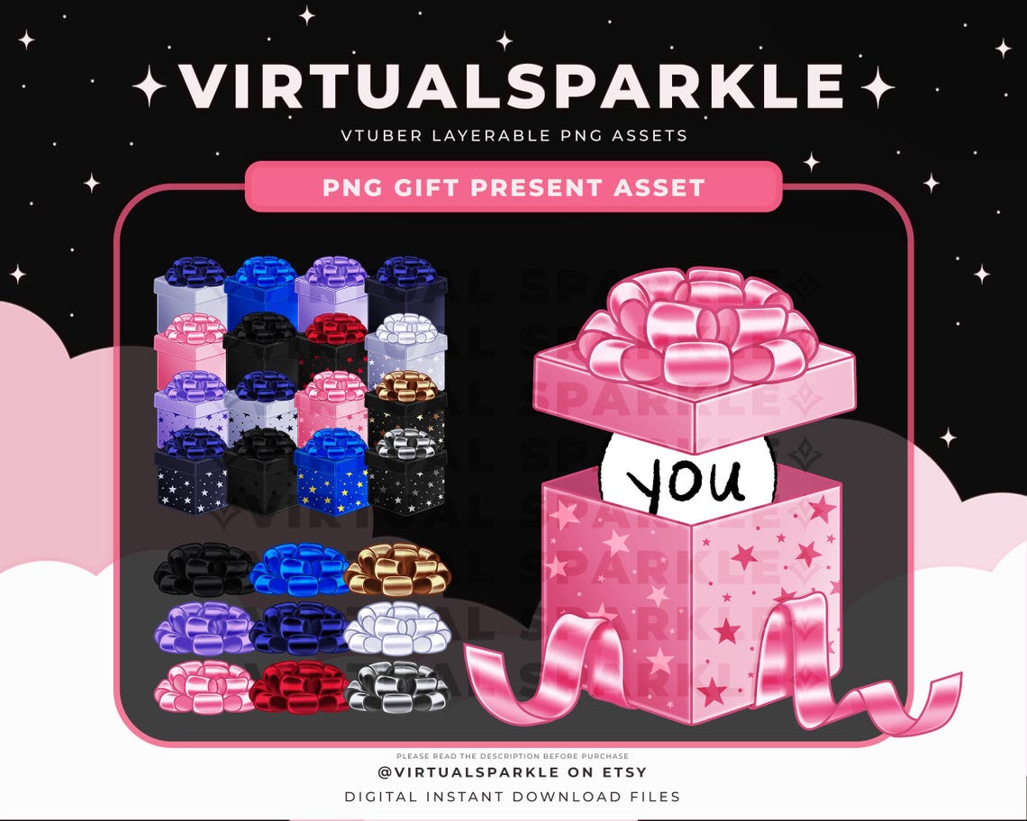 Vtuber Streamer Gift Box Asset | Chibi Pngtuber Birthday Gift Asset ...