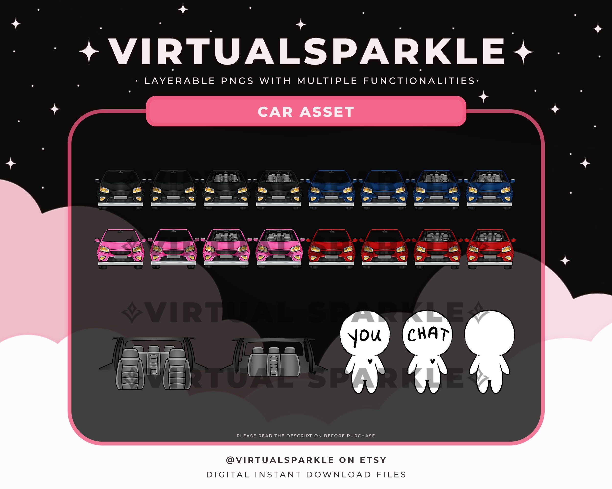 Vtuber Car Layerable Asset PNG | Roleplay Assets | Pngtuber Pink Blue ...