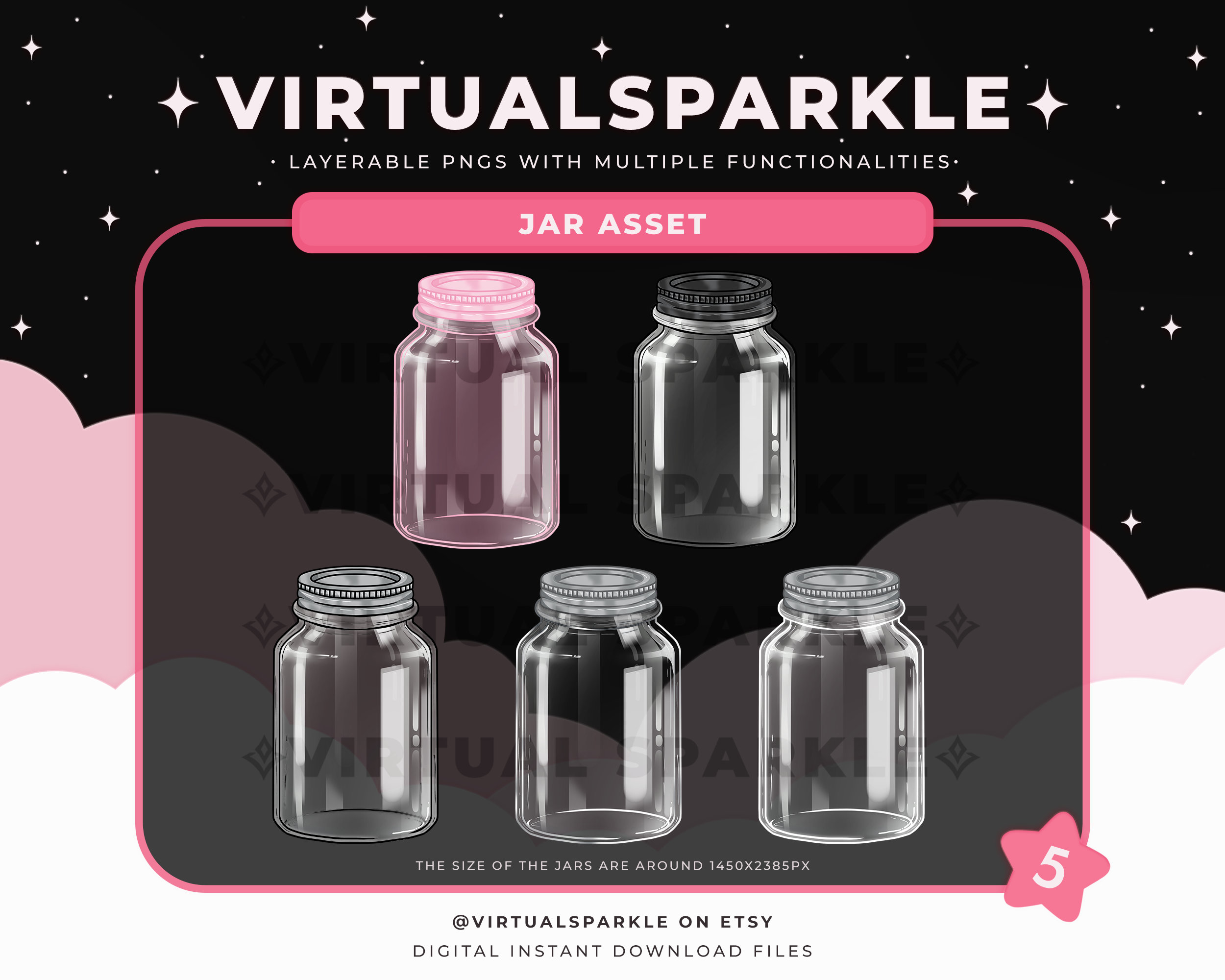 Vtuber Streamer Jar Asset PNG: Chibi Streaming Props (digital Jar ...