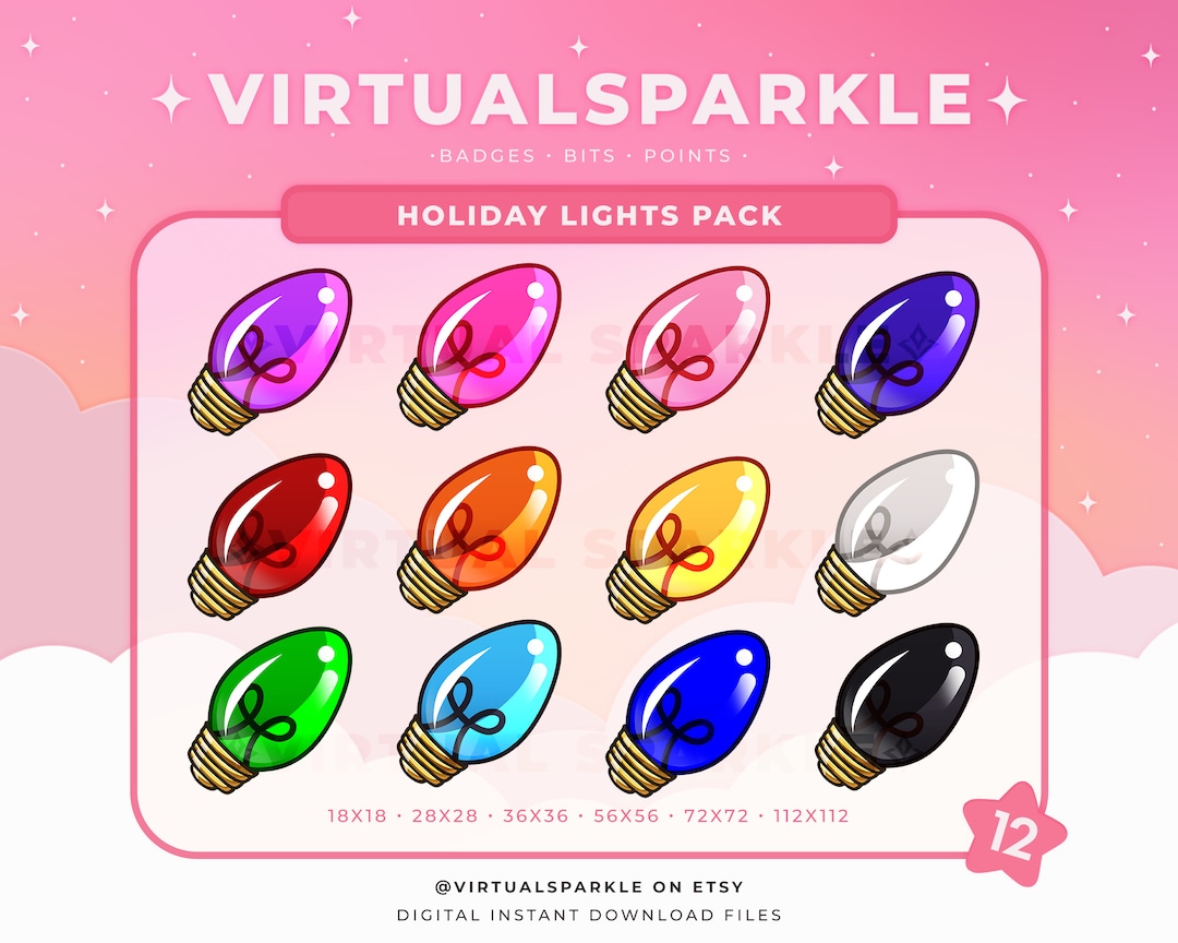 Holiday Lights Twitch Sub Badges: Colorful Christmas Emotes (digital ...