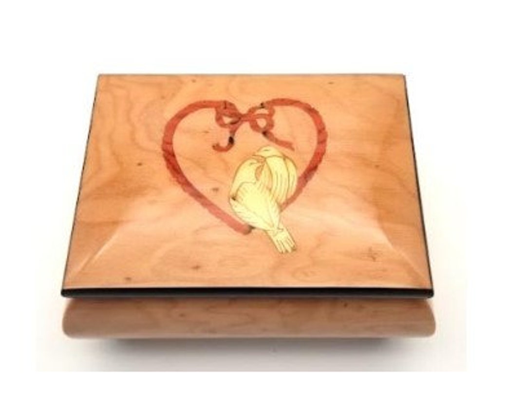 Italian Music Box, Pink With Dove in Heart Inlay Design - Alice ...