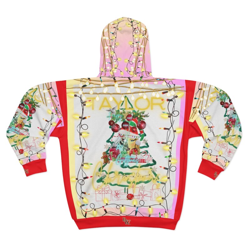 TAYLOR AI Avant-garde Christmas Lights Zip Hoodie, Festive Artistic ...