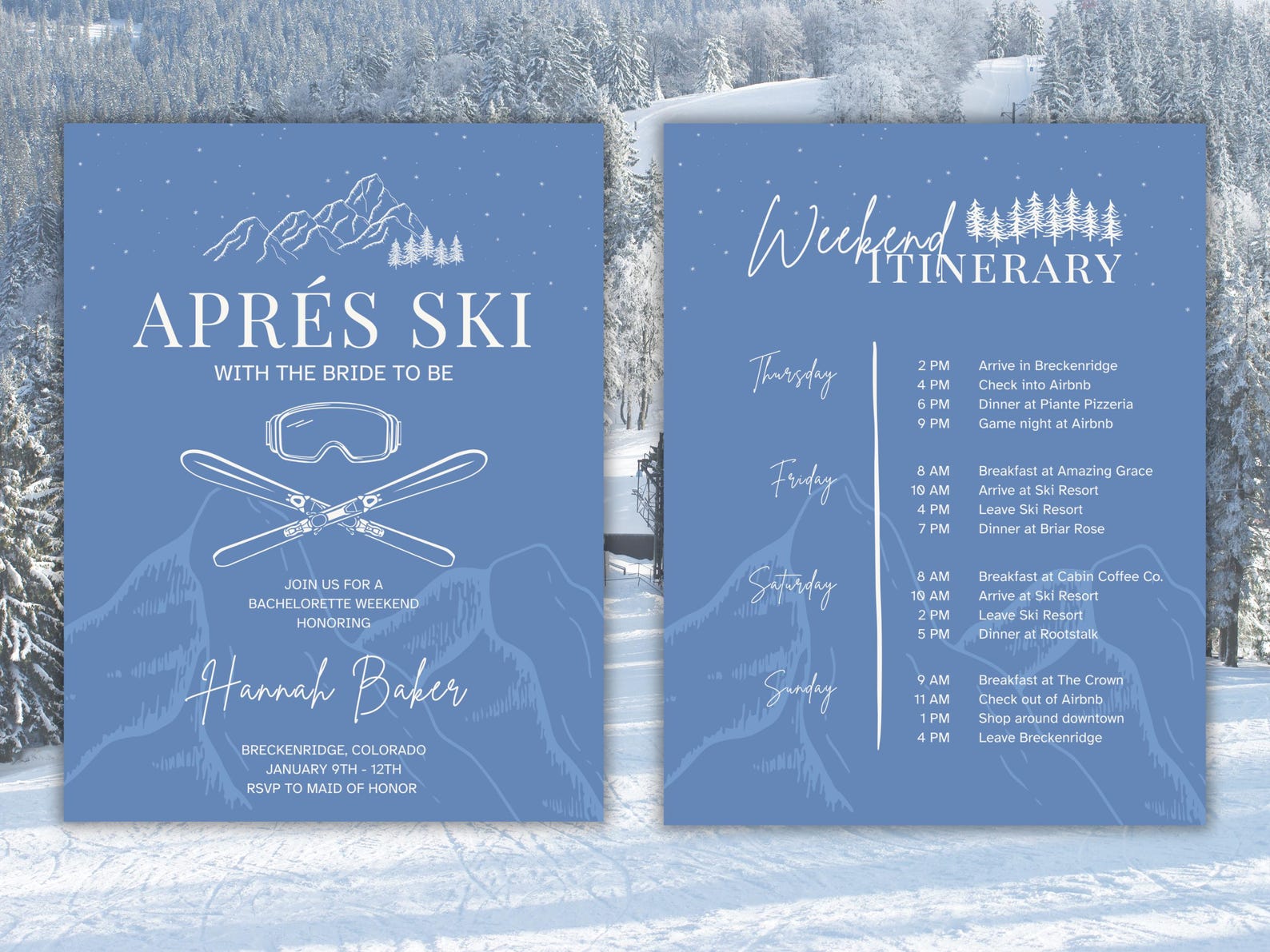Apres Ski Bachelorette Invitation & Itinerary | Ski-themed Bachelorette ...
