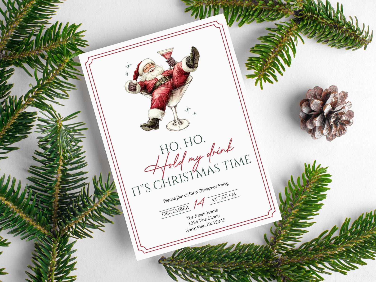 Editable Christmas Party Invitation - Ho, Ho, Hold My Drink - Funny ...