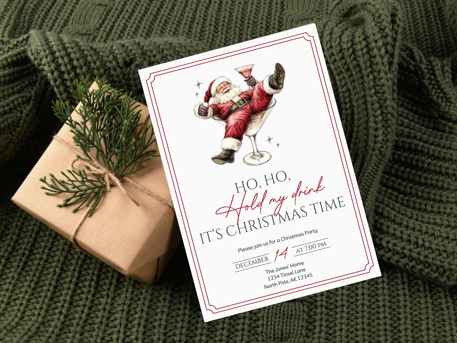 Editable Christmas Party Invitation - Ho, Ho, Hold My Drink - Funny ...