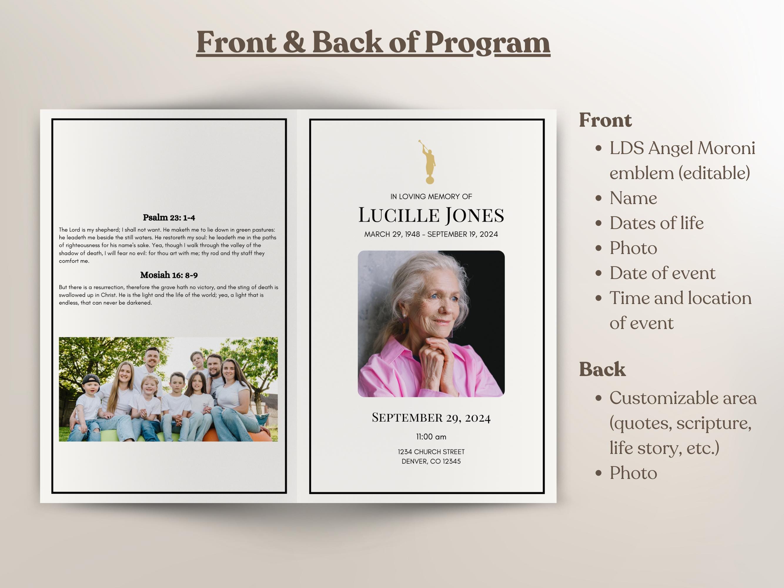 Funeral Service Program Template, Celebration of Life, Order of Service ...