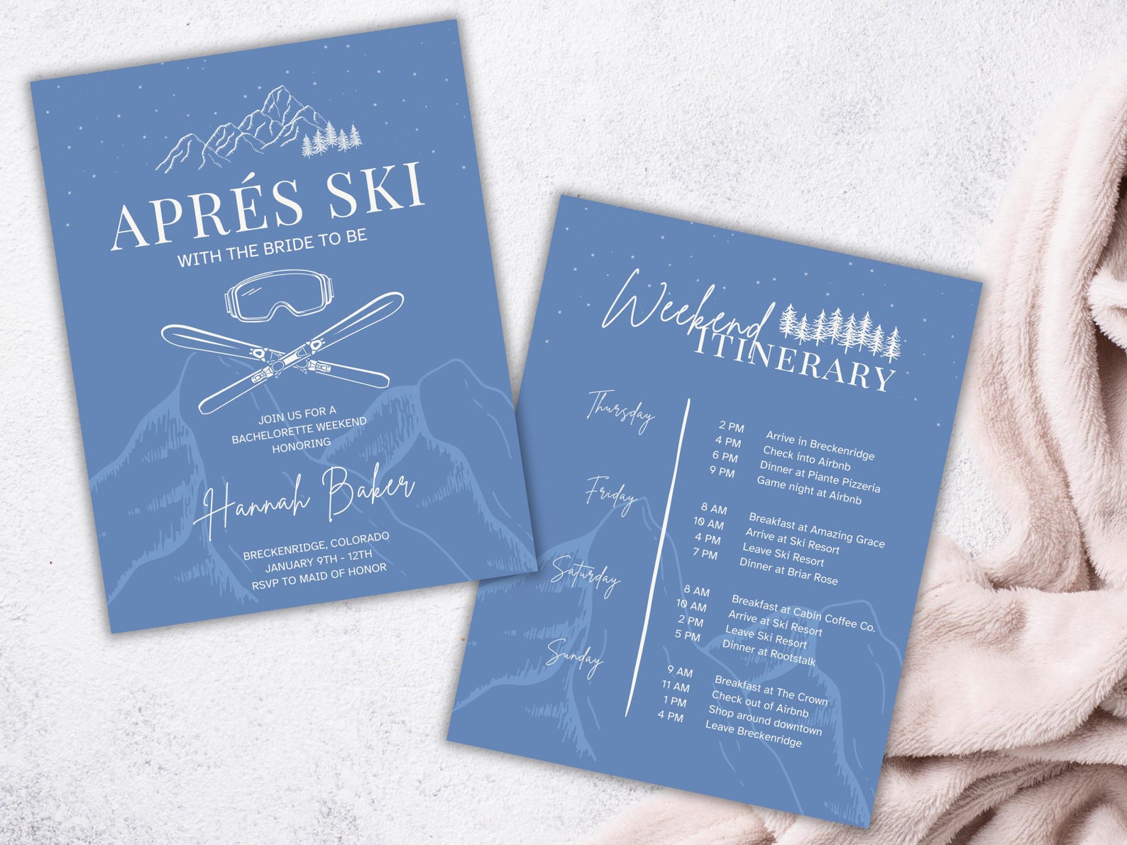 Apres Ski Bachelorette Invitation & Itinerary | Ski-themed Bachelorette ...