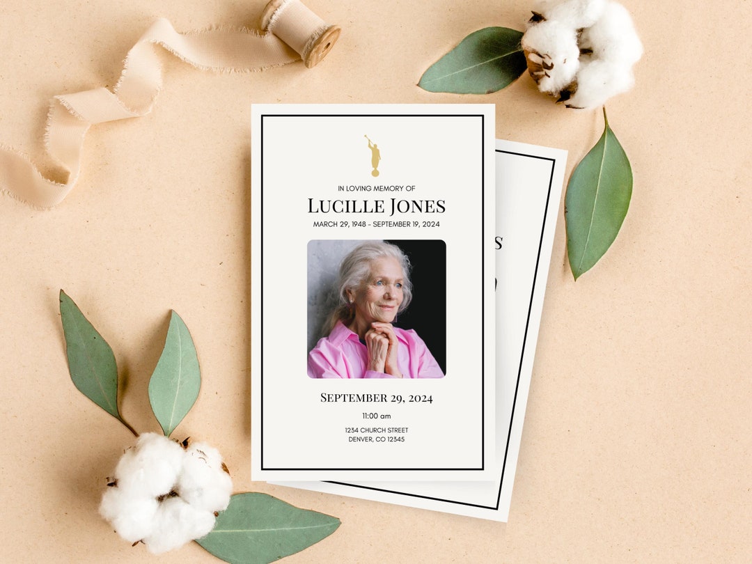 Funeral Service Program Template, Celebration of Life, Order of Service ...