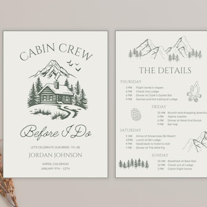 Cabin Crew Before I Do Bachelorette Itinerary, Editable Mountain ...