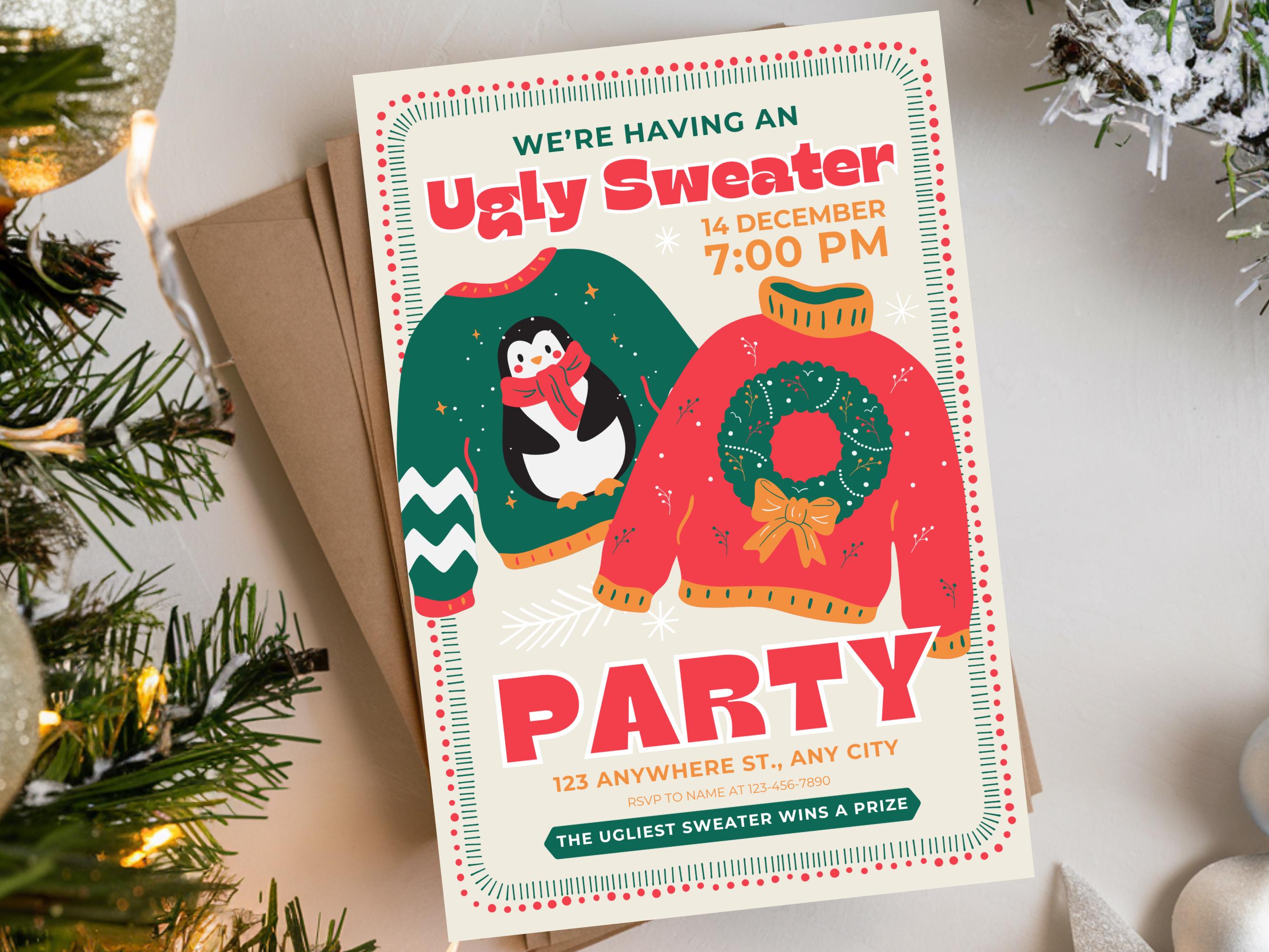 Ugly Sweater Party Invite, Christmas Party Invite, Holiday Party ...