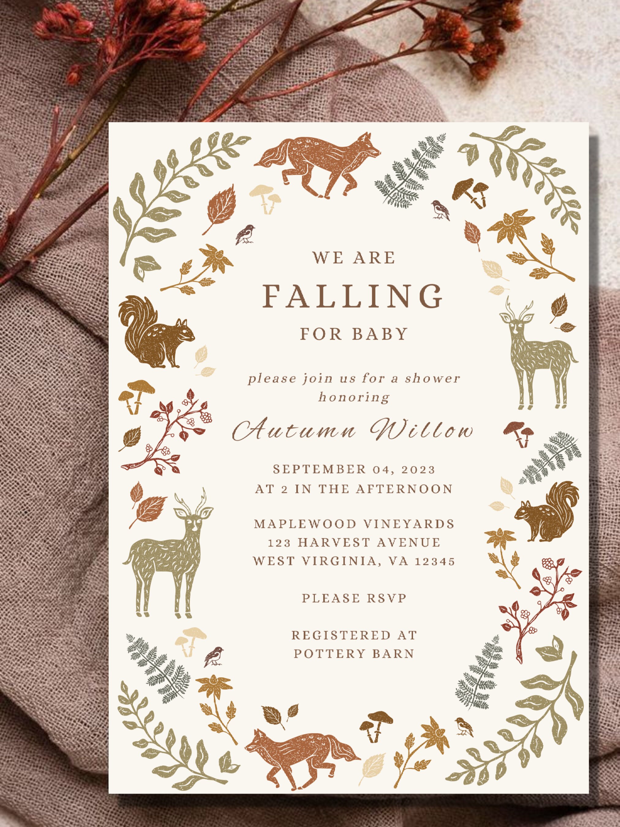 Editable Autumn Baby Shower Invite Fall Baby Shower - Etsy