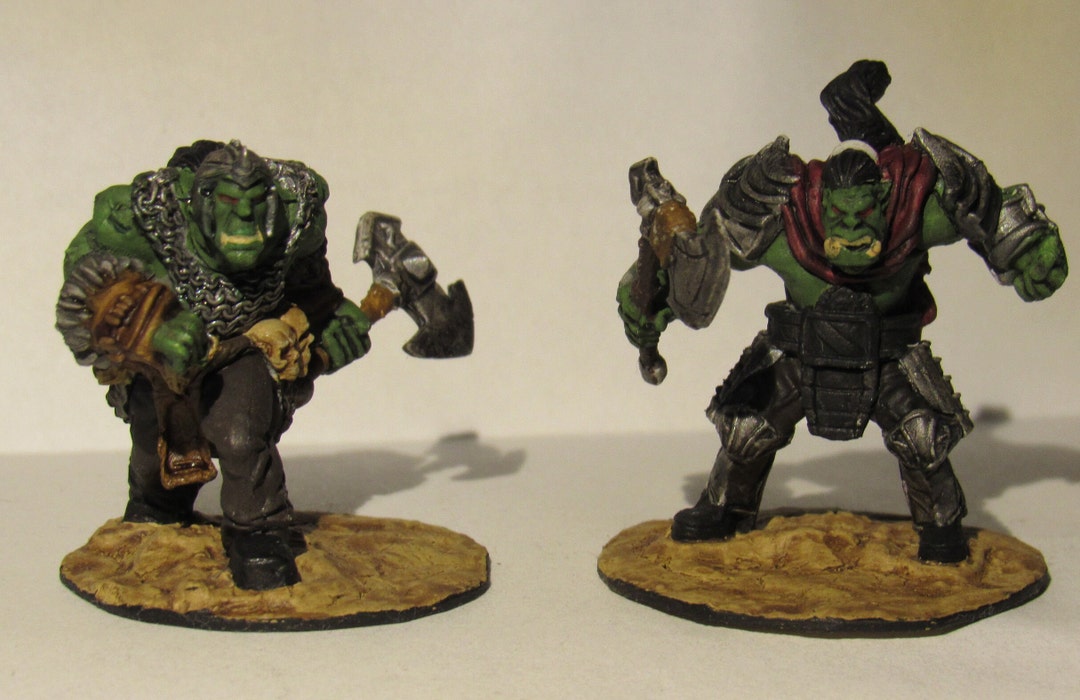 2 Hand Painted Miniature Dnd Pathfinder Orc Fighter or - Etsy