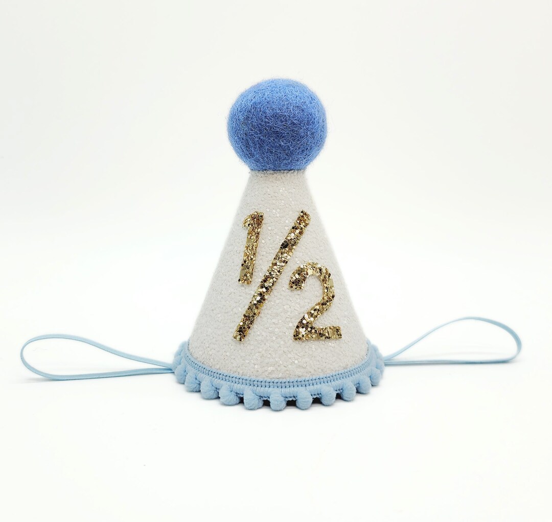 Half Birthday Boy Hat/ 1/2 Birthday Hat/ Baby Blue Birthday Hat/ Six ...