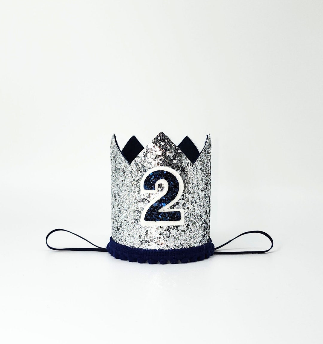 2nd Birthday Crown | Boy Birthday Crown | Silver and Navy Blue Crown ...