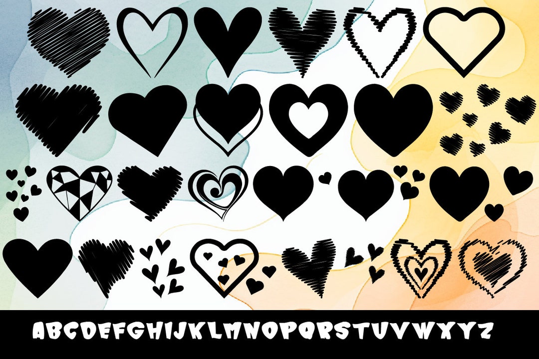 Variety Heart Dingbats Fonts Showcase Diverse Heart Symbols for Crafts ...