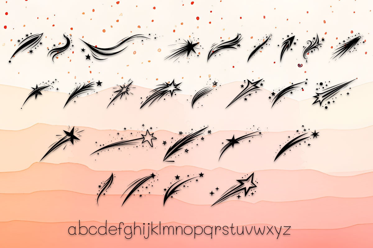 Beautiful Shooting Star Dingbats Fonts: Creative Celestial Designs for ...