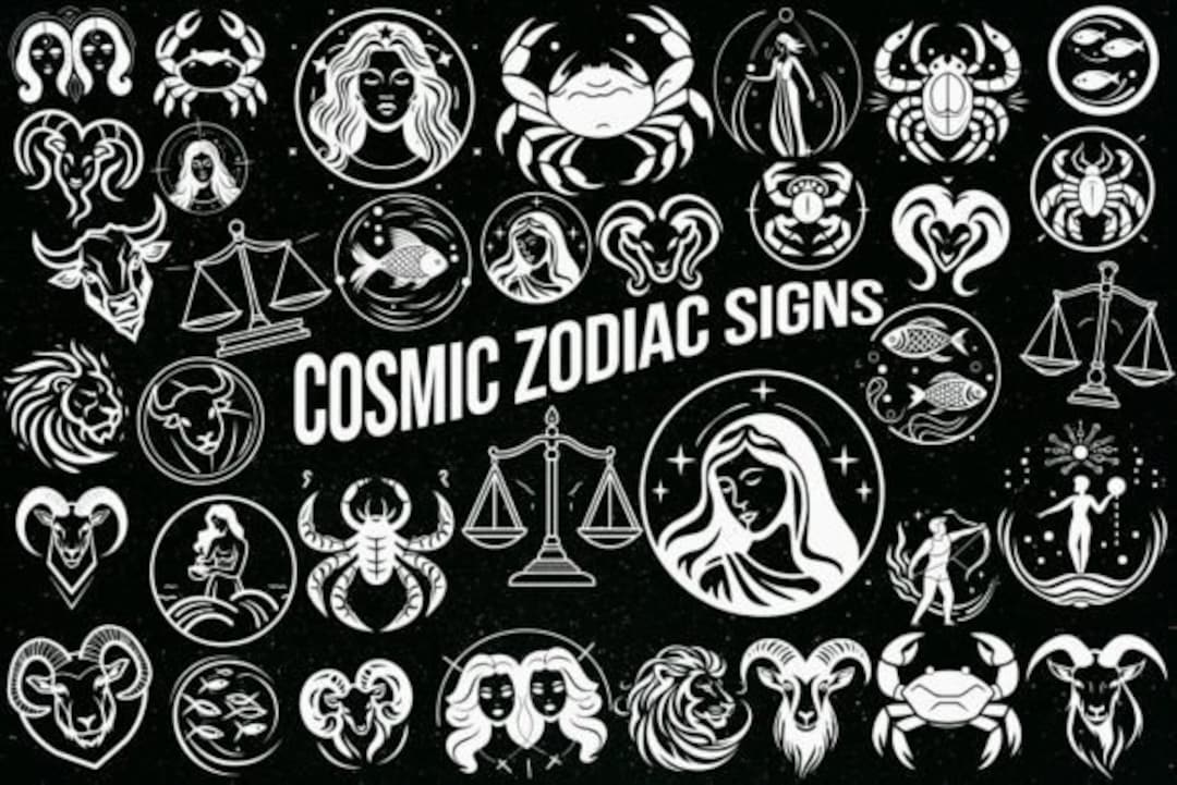 Cosmic Zodiac Signs Dingbats Fonts, Celestial Symbols, Astrology ...