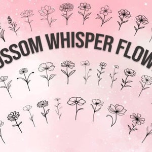 Blossom Whisper Flower Dingbats Fonts, Delicate Floral Symbols, Serene ...