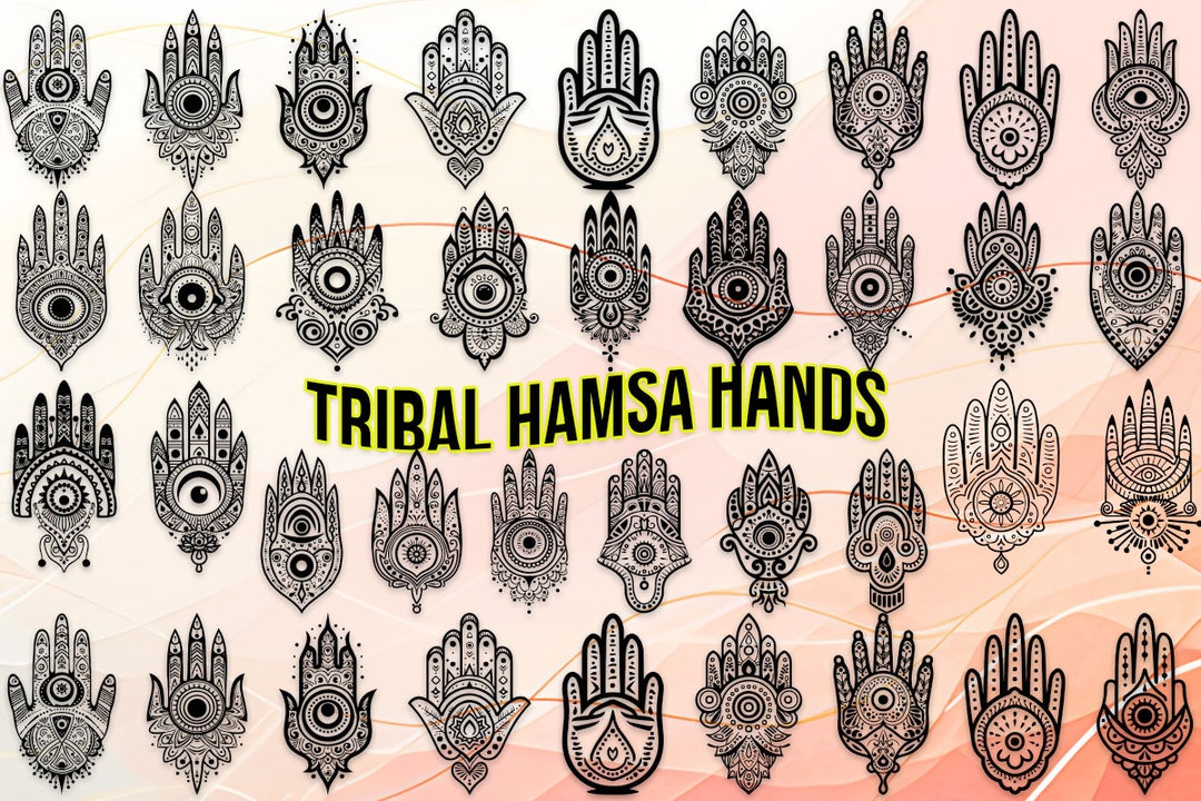 Tribal Hamsa Hands Dingbats Fonts Feature Mystical Symbols: Hamsa Hands ...