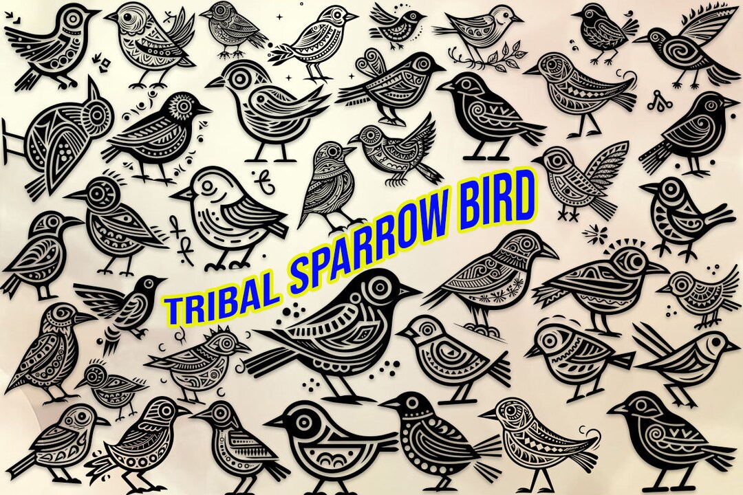 Tribal Sparrow Bird Dingbats Fonts, Native American Symbol Designs for ...