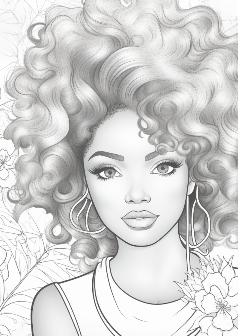 Afro-chic Melanin Coloring Pages - Etsy