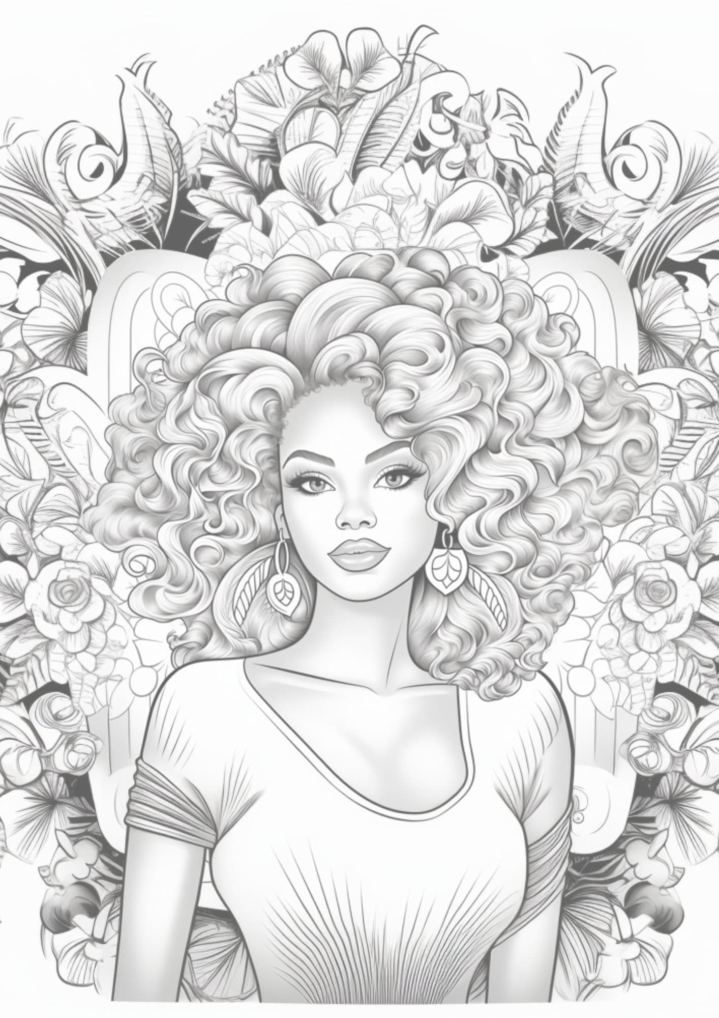 Afro-chic Melanin Coloring Pages - Etsy