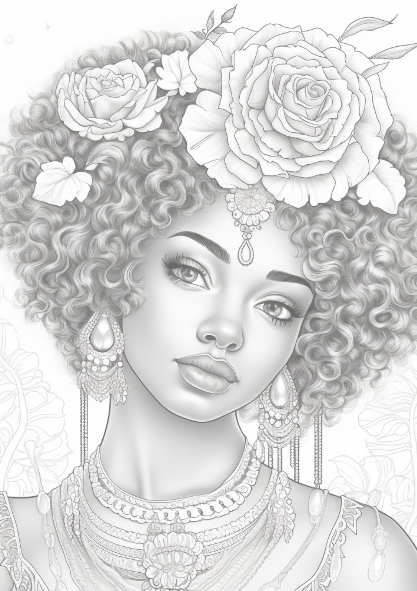 Afro-chic Melanin Coloring Pages - Etsy