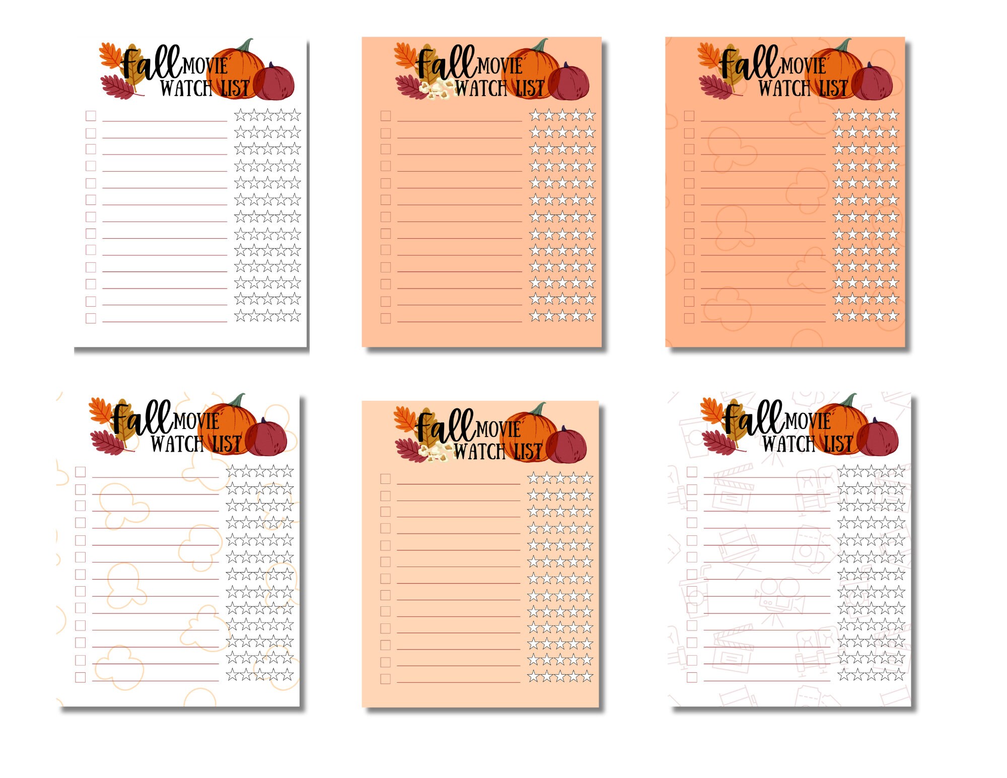 Printable | Editable | Fall Halloween Movie Watch List | Movie Night ...
