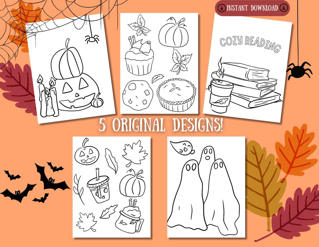 Cozy Fall Halloween Coloring Pages - Printable PDF Coloring Pages ...