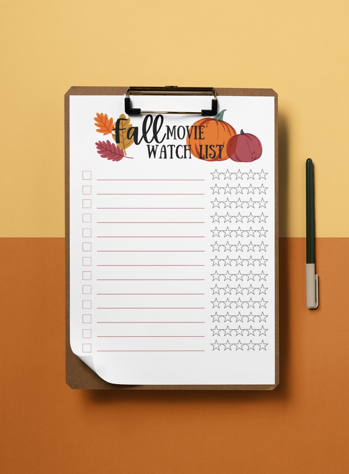 Printable | Editable | Fall Halloween Movie Watch List | Movie Night ...