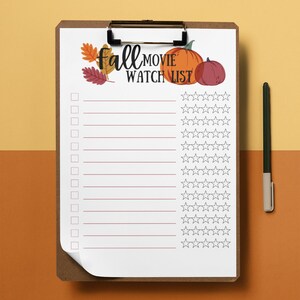 Printable | Editable | Fall Halloween Movie Watch List | Movie Night ...