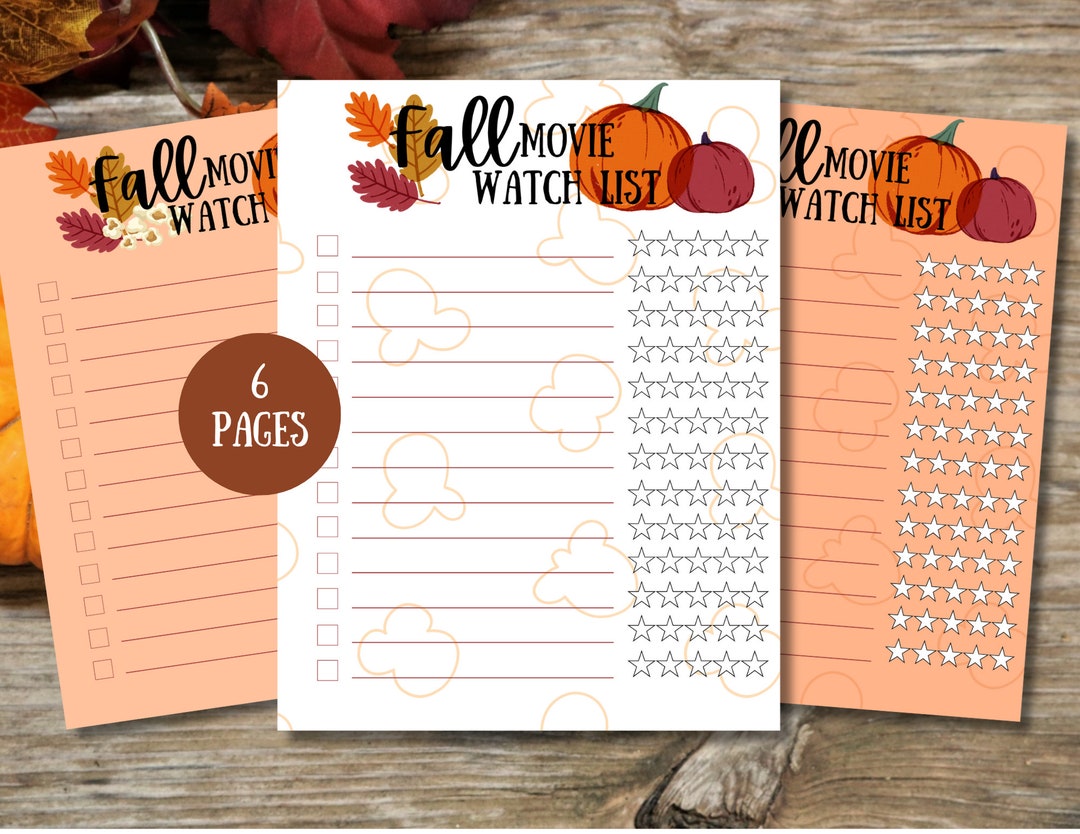 Fall Halloween Movie Watch List - Movie Night Printable - Film Bucket ...