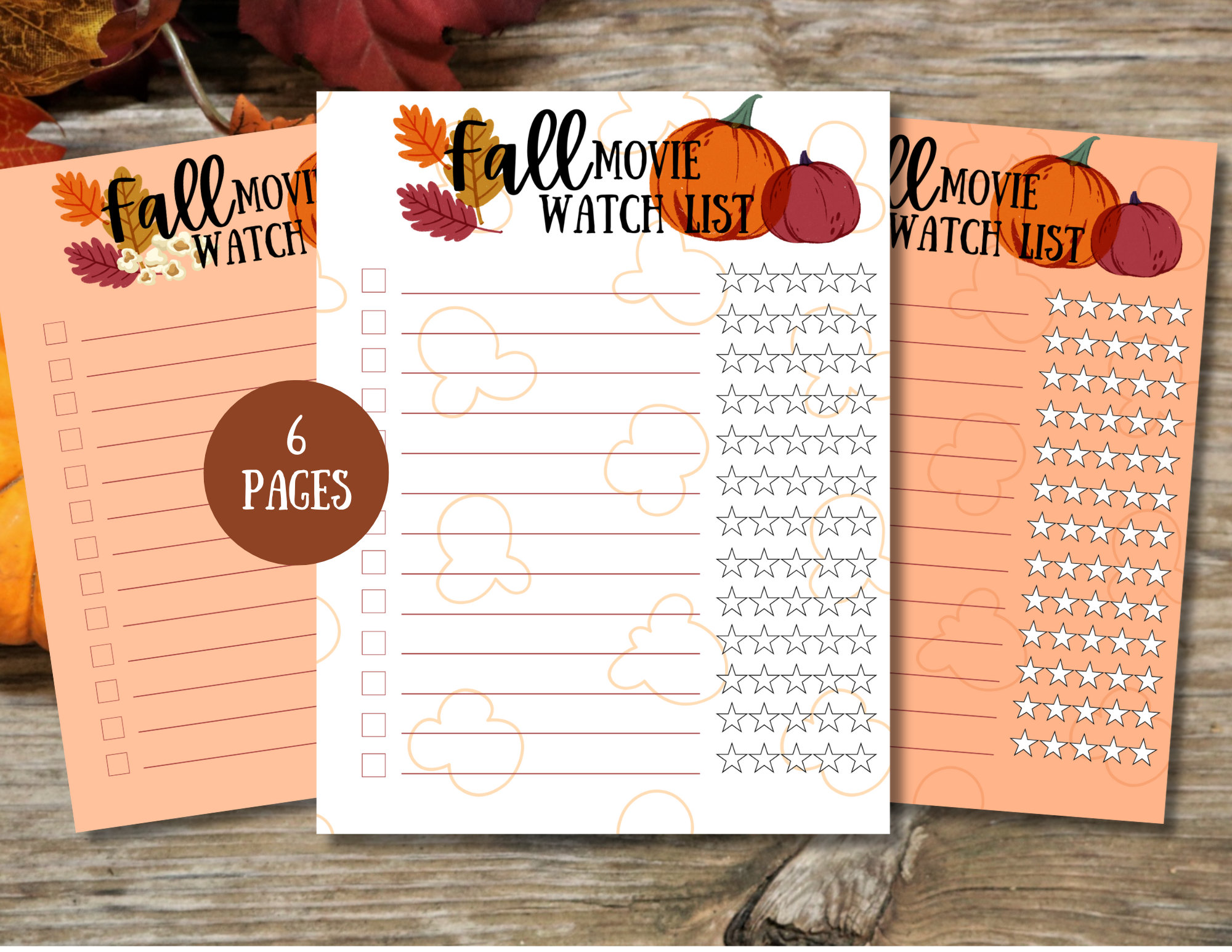 Printable | Editable | Fall Halloween Movie Watch List | Movie Night ...