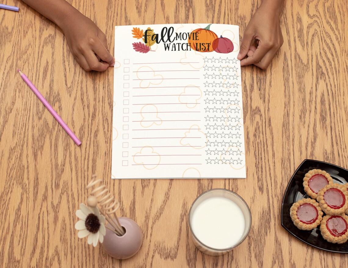 Printable | Editable | Fall Halloween Movie Watch List | Movie Night ...