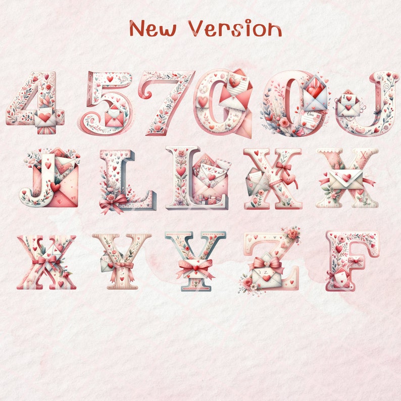 Love Letter Alphabet Clipart, Valentine's Day Alphabet Watercolor ...